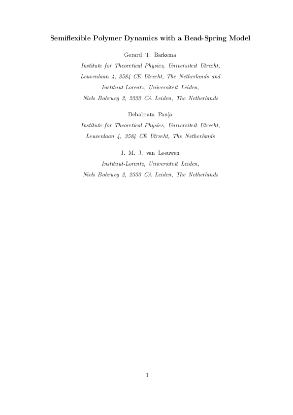 (PDF) Semiflexible polymer dynamics with a bead-spring model