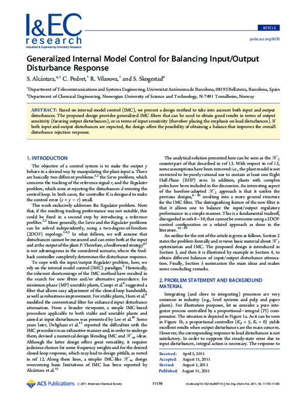 (PDF) Generalized Internal Model Control for balancing input/output ...