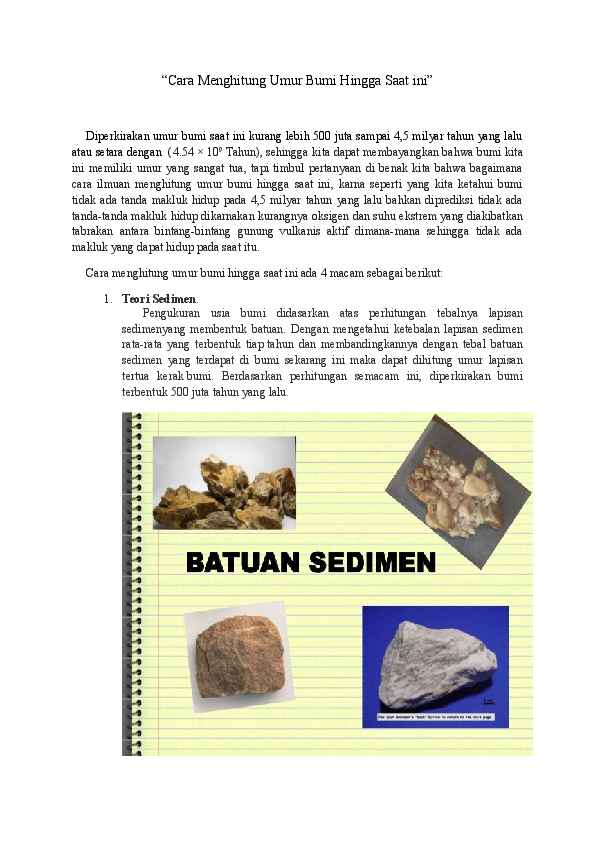 (DOC) Cara Menghitung Umur Bumi Hingga Saat ini