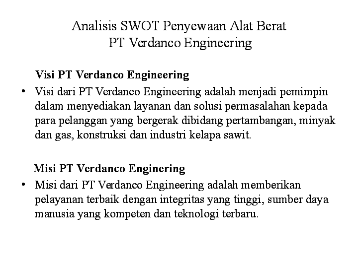 (PPT) Analisis SWOT Penyewaan Alat Berat