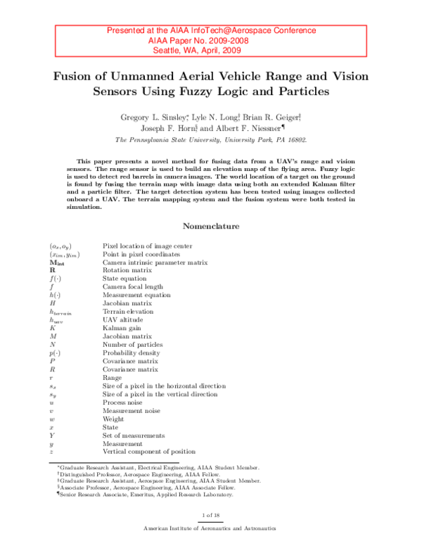 (PDF) Fusion of Unmanned Aerial Vehicle Range and Vision Sensors Using ...