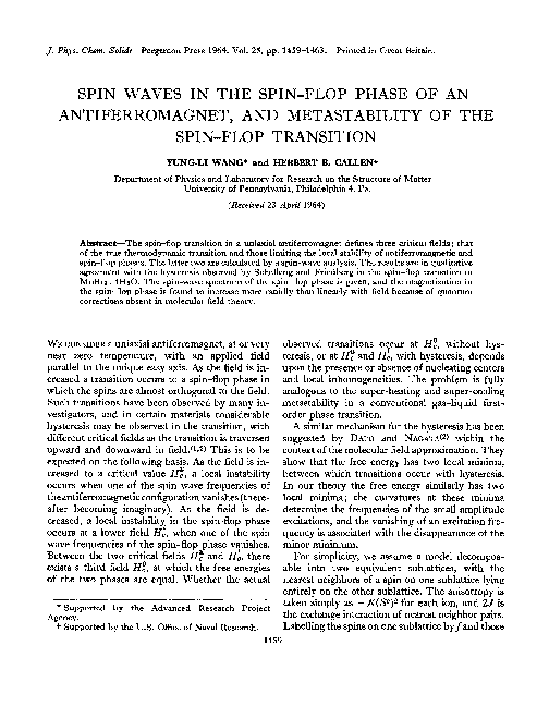 (PDF) Spin waves in the spin-flop phase of an antiferromagnet, and ...