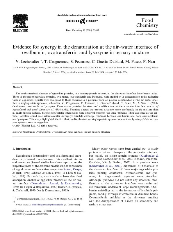 (PDF) Evidence for synergy in the denaturation at the air?water ...