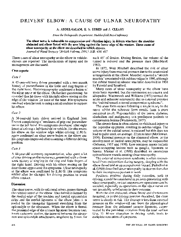 (PDF) Drivers' elbow: a cause of ulnar neuropathy