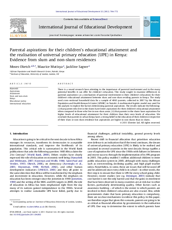 (PDF) Parental aspirations for their children's educational attainment ...