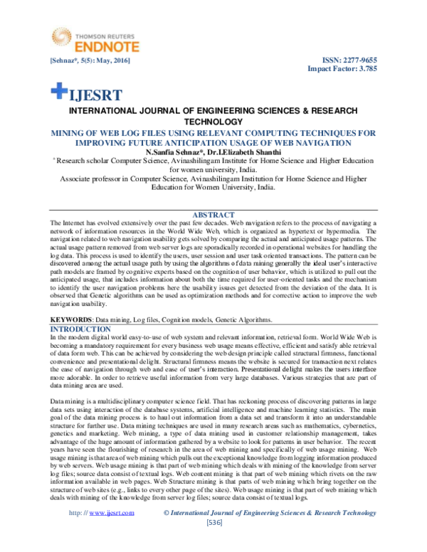 Pdf Mining Of Web Log Files Using Relevant Computing Techniques For