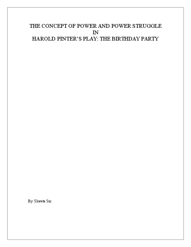 (DOC) THE CONCEPT OF POWER AND POWER STRUGGLE IN HAROLD PINTER'S PLAY ...