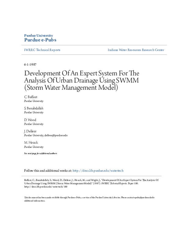 Pdf Development Of An Expert System For The Analysis Of Urban Drainage Using Swmm Storm Water