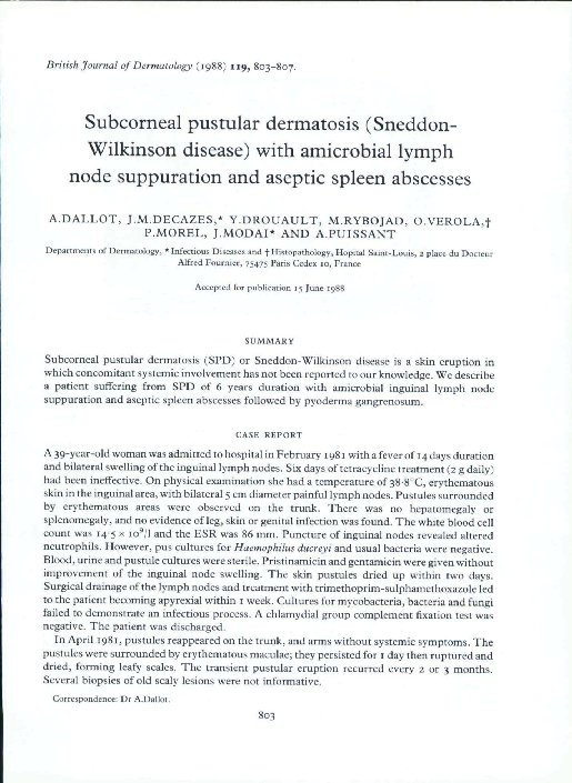 (PDF) Subcorneal Pustular Dermatosis (Sneddon-Wilkinson Disease) with ...