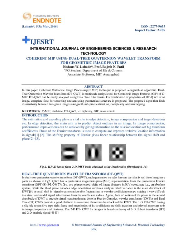 Pdf Coherent Mip Using Dual Tree Quaternion Wavelet Transform For