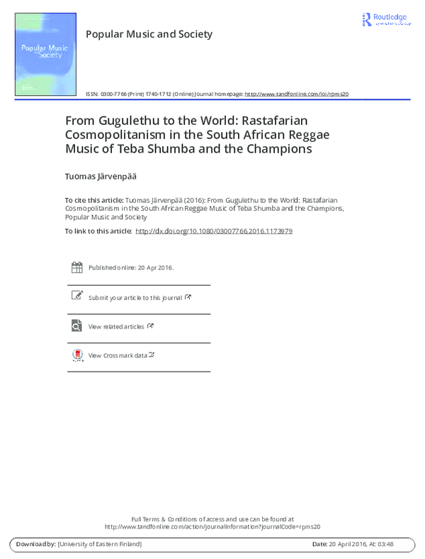 From Gugulethu to the World: Rastafarian Cosmopolitanism in the South ...