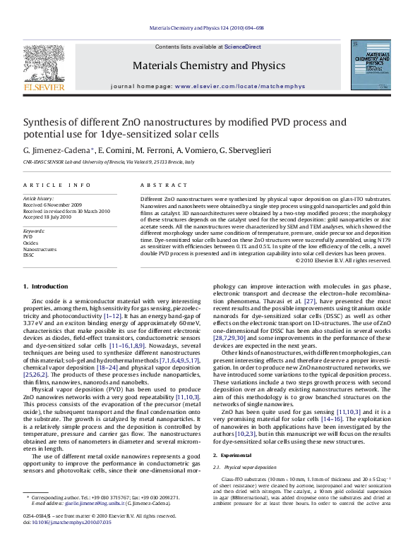 Pdf Synthesis Of Different Zno Nanostructures By Modified Pvd Process And Potential Use For