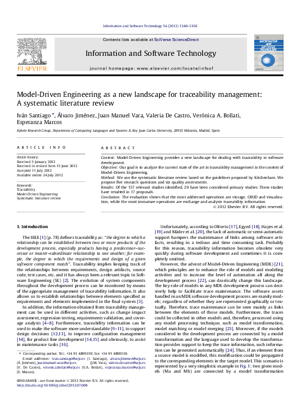 (PDF) Model-Driven Engineering as a new landscape for traceability management: A systematic ...