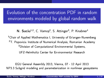 (PDF) Evolution of the concentration PDF in random environments modeled by global random walk ...