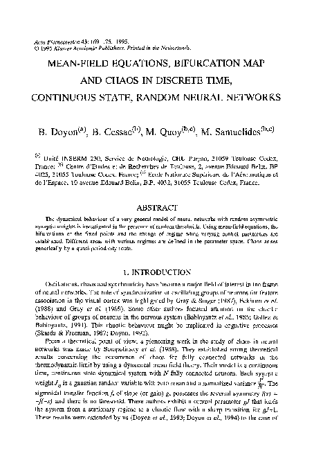 (PDF) Mean-field equations, bifurcation map and chaos in discrete time, continuous state, random ...