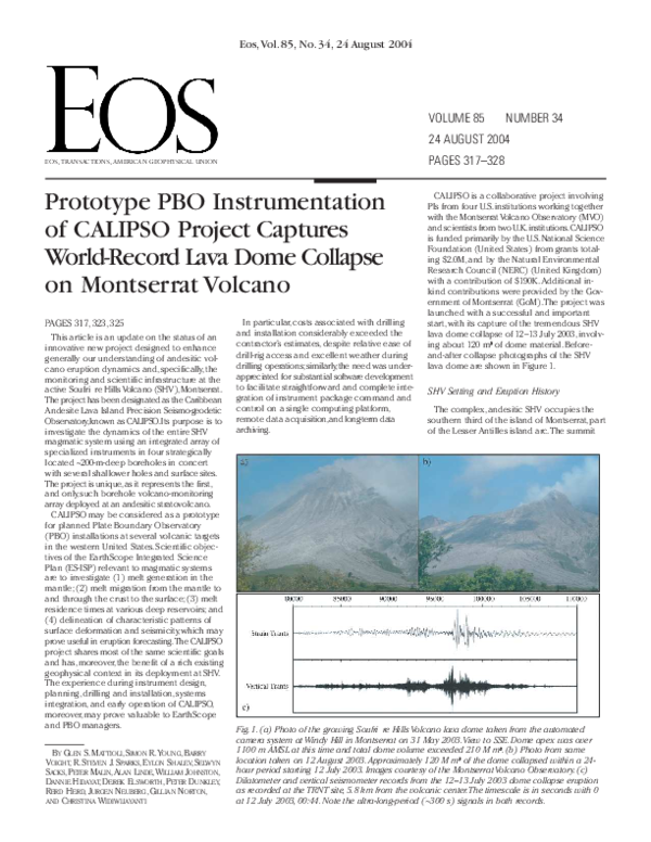 (PDF) Prototype PBO instrumentation of CALIPSO project captures world ...