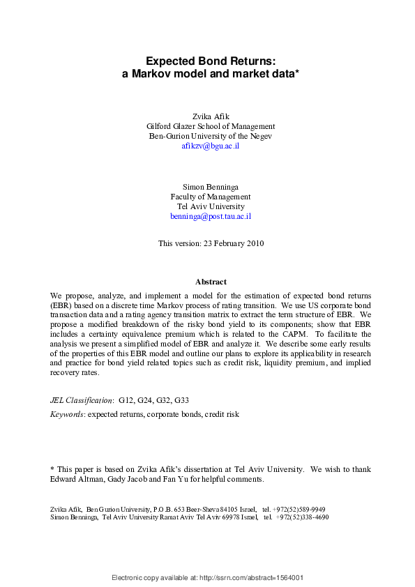 (PDF) A Model of Implied Expected Bond Returns