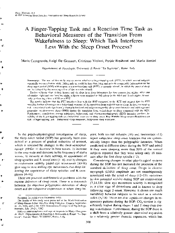 Pdf A Finger Tapping Task And A Reaction Time Task As Behavioral Measures Of The Transition
