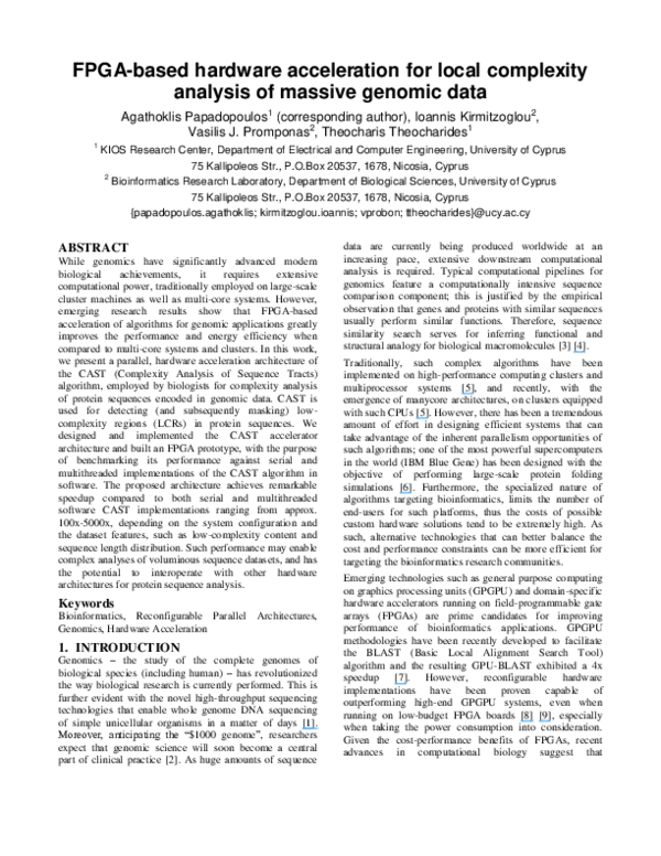 Pdf Fpga Based Hardware Acceleration For Local Complexity Analysis Of