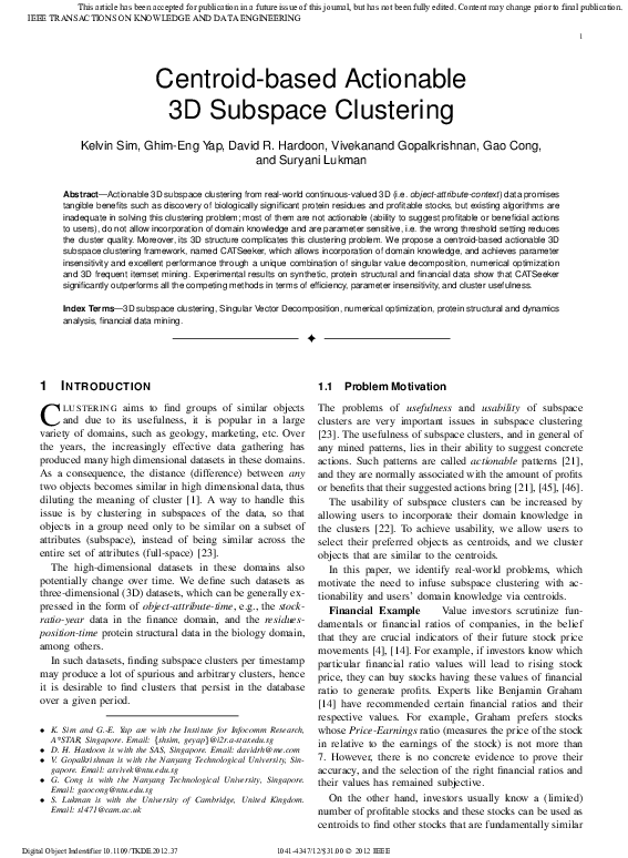 (PDF) Centroid-Based Actionable 3D Subspace Clustering
