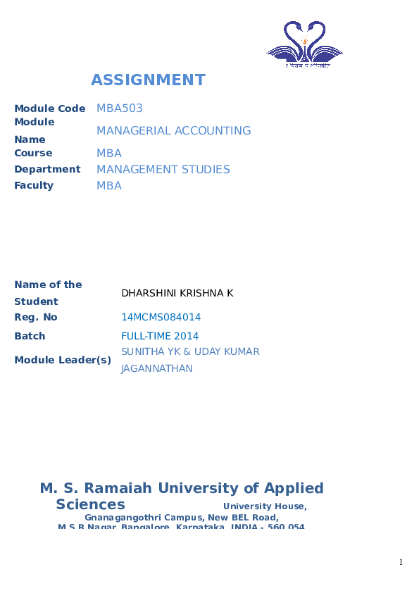 (DOC) ASSIGNMENT Module Code MBA503