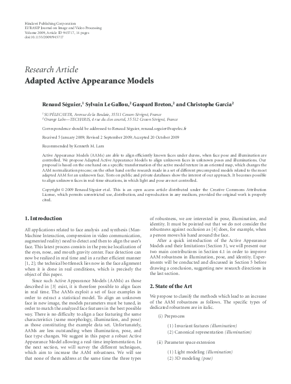 (PDF) Adapted active appearance models