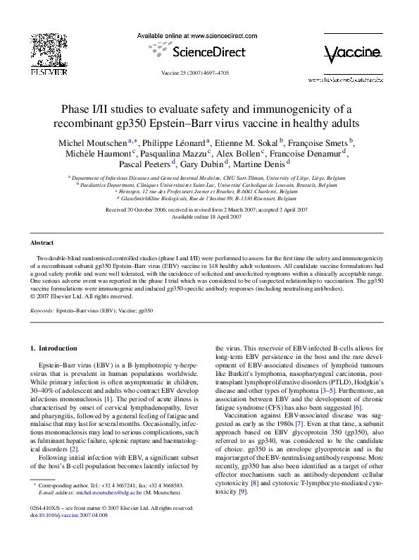 (PDF) Phase I/II studies to evaluate safety and immunogenicity of a ...