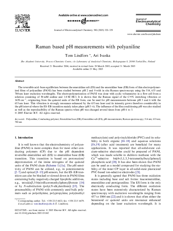 (PDF) Raman based pH measurements with polyaniline