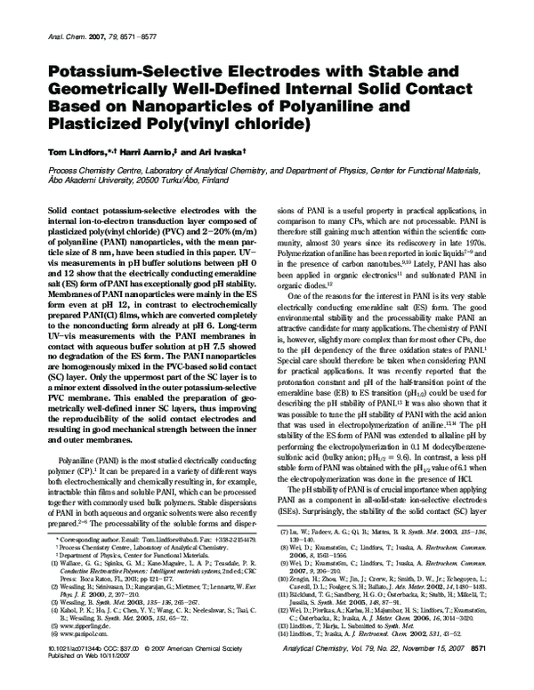 (PDF) Potassium-Selective Electrodes with Stable and Geometrically Well ...
