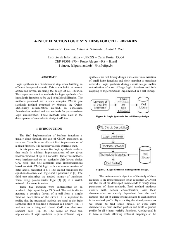 (PDF) 4-Input Function Logic Synthesis for Cell Libraries