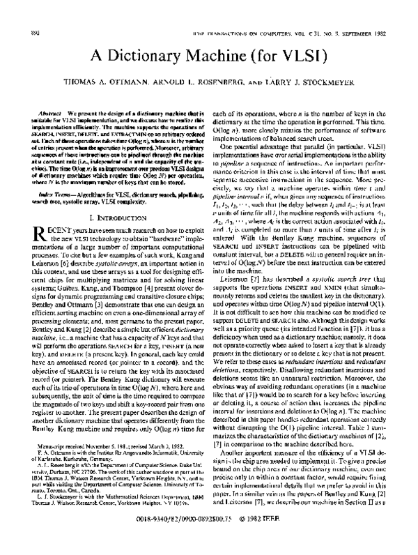 (PDF) A Dictionary Machine (for VLSI)