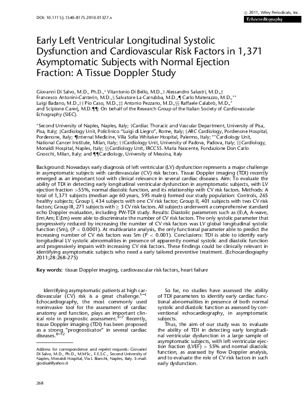 (PDF) Early Left Ventricular Longitudinal Systolic Dysfunction and ...