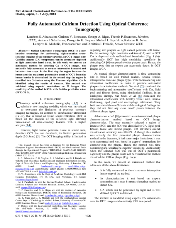 (PDF) Fully automated calcium detection using optical coherence tomography