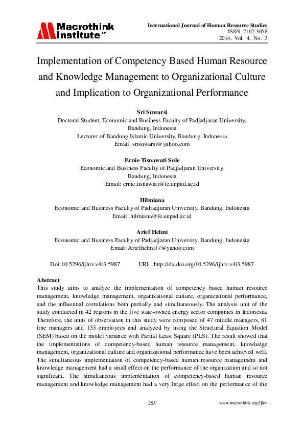 (PDF) Implementation of Competency Based Human Resource and Knowledge ...