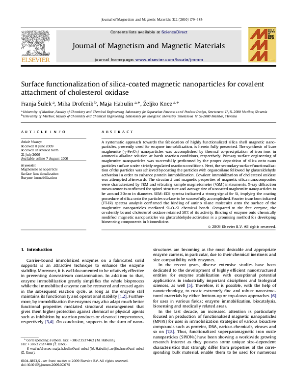 (PDF) Surface functionalization of silica-coated magnetic nanoparticles for covalent attachment ...
