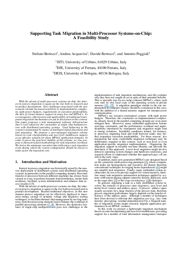 Pdf Supporting Task Migration In Multi Processor Systems On Chip A