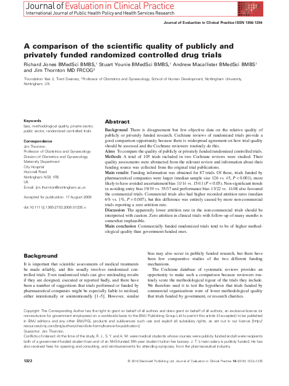(PDF) A comparison of the scientific quality of publicly and privately ...