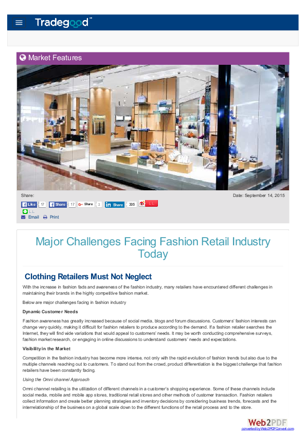 (PDF) Major Challenges Facing Fashion Retail Industry Today