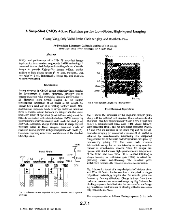 (PDF) A snap-shot CMOS active pixel imager for low-noise, high-speed ...