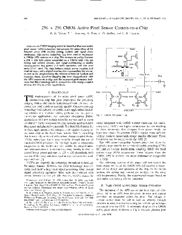 (PDF) 256×256 CMOS active pixel sensor camera-on-a-chip