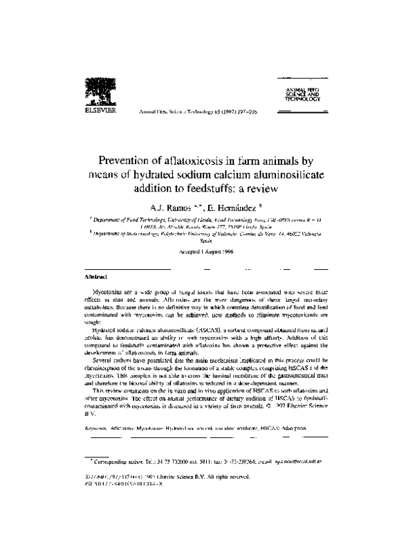 (PDF) Prevention of aflatoxicosis in farm animals by Means of hydrated ...