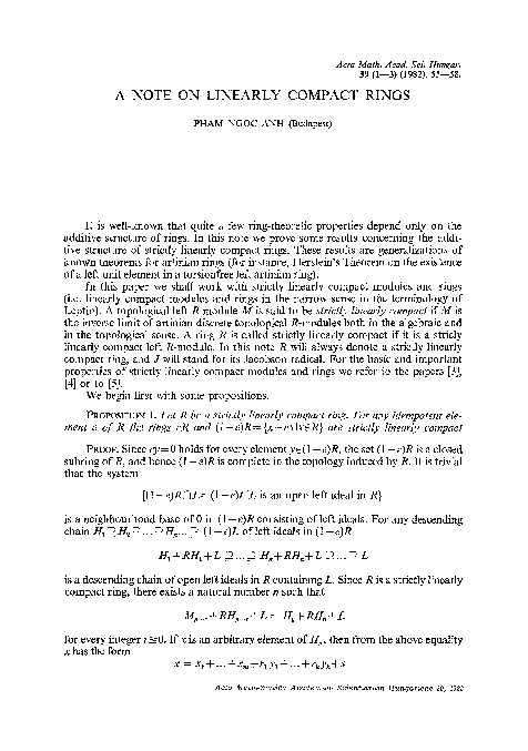 (PDF) A note on linearly compact rings