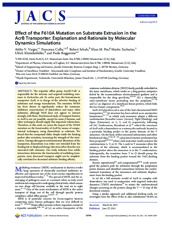 (PDF) Crystal Structure of AcrB in Complex with a Single Transmembrane ...