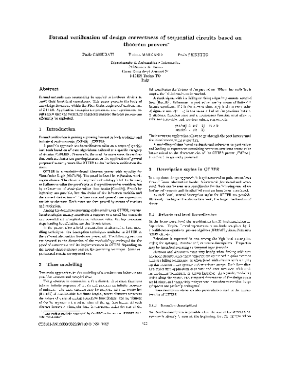 Pdf Formal Verification Of Design Correctness Of Sequential Circuits Based On Theorem Provers