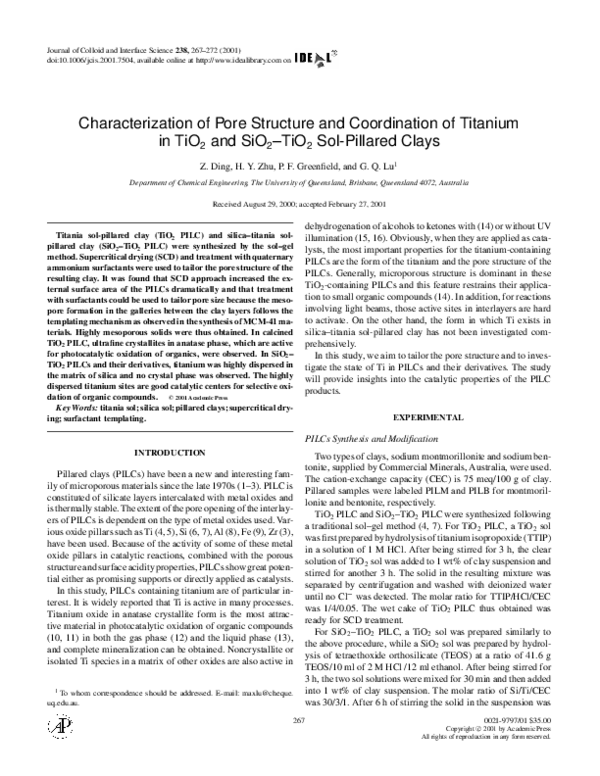 (PDF) Characterization of Pore Structure and Coordination of Titanium ...