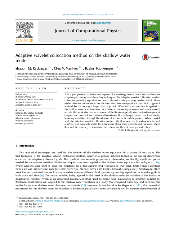 Pdf Extension Of Brinkman Penalization For Ocean Circulation Modeling Using Adaptive Wavelet