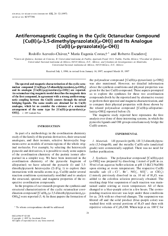 (PDF) Antiferromagnetic Coupling in Cu(II) Complexes