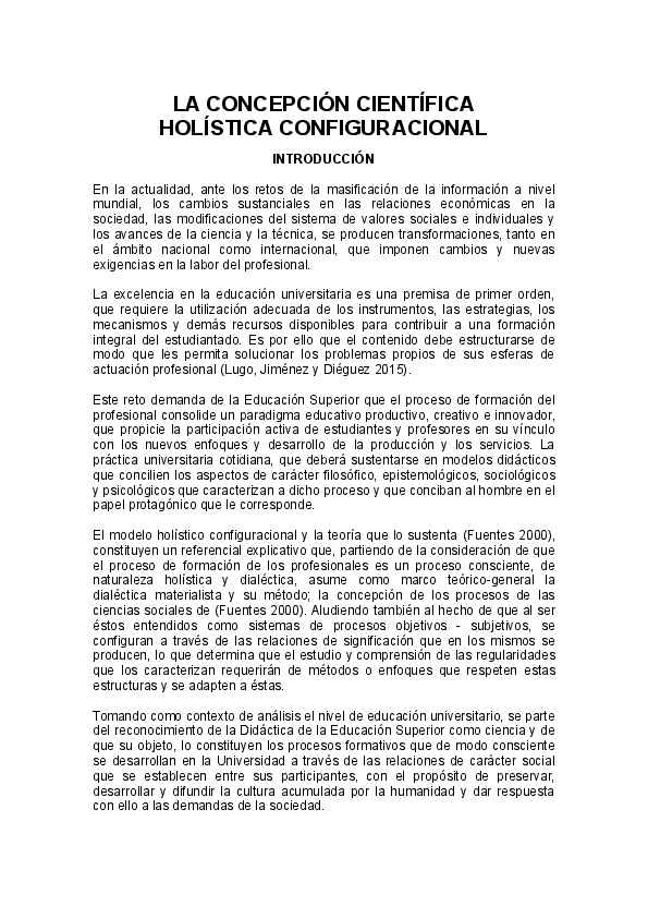 (DOC) LA CONCEPCIÓN CIENTÍFICA HOLÍSTICA CONFIGURACIONAL