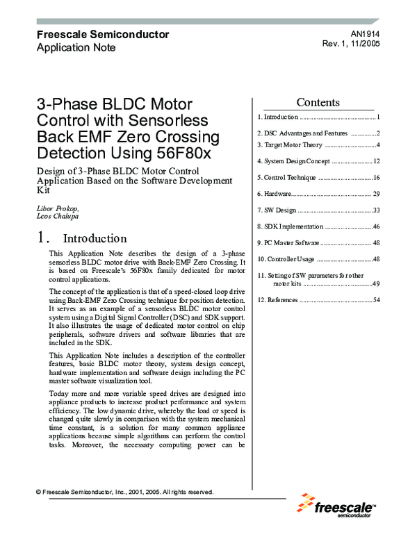 Pdf Freescale Semiconductor Application Note 3 Phase Bldc Motor Control With Sensorless Back