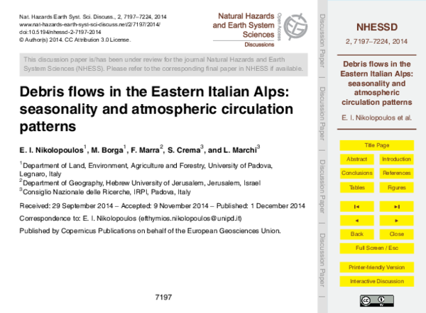 (PDF) Debris flows in the Eastern Italian Alps: seasonality and ...